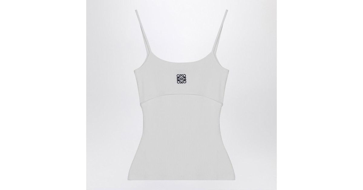 Loewe Elegant Strap Top With Embroidered Logo in White | Lyst