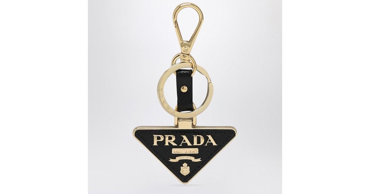 Prada Logo Triangle Key Case in White | Lyst