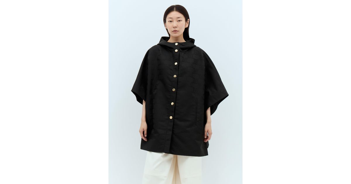 Max Mara Hooded Jacquard Waterproof Cape in Black | Lyst