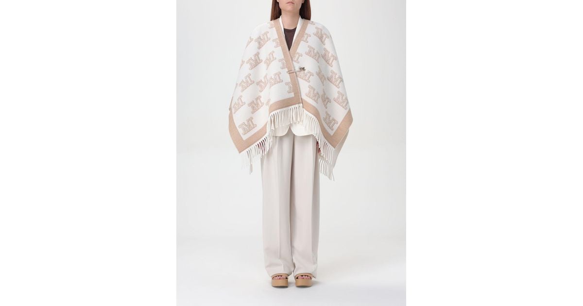 Max Mara Cape Cream in White | Lyst