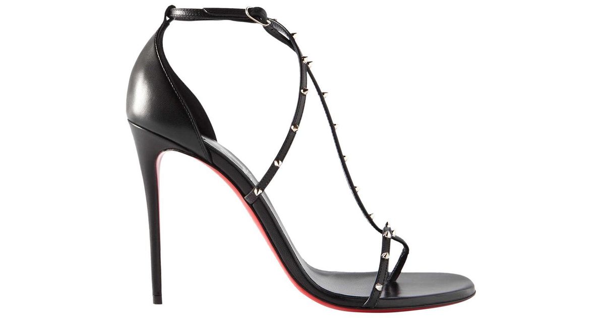 Christian Louboutin Riojana Spikes 100 Leather Sandals in Black | Lyst