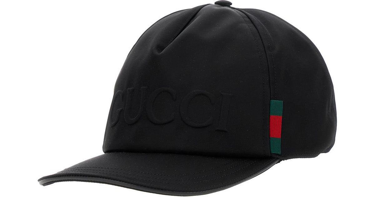 Gucci Cap With Logo On The Front And Web Detail in Black for Men | Lyst