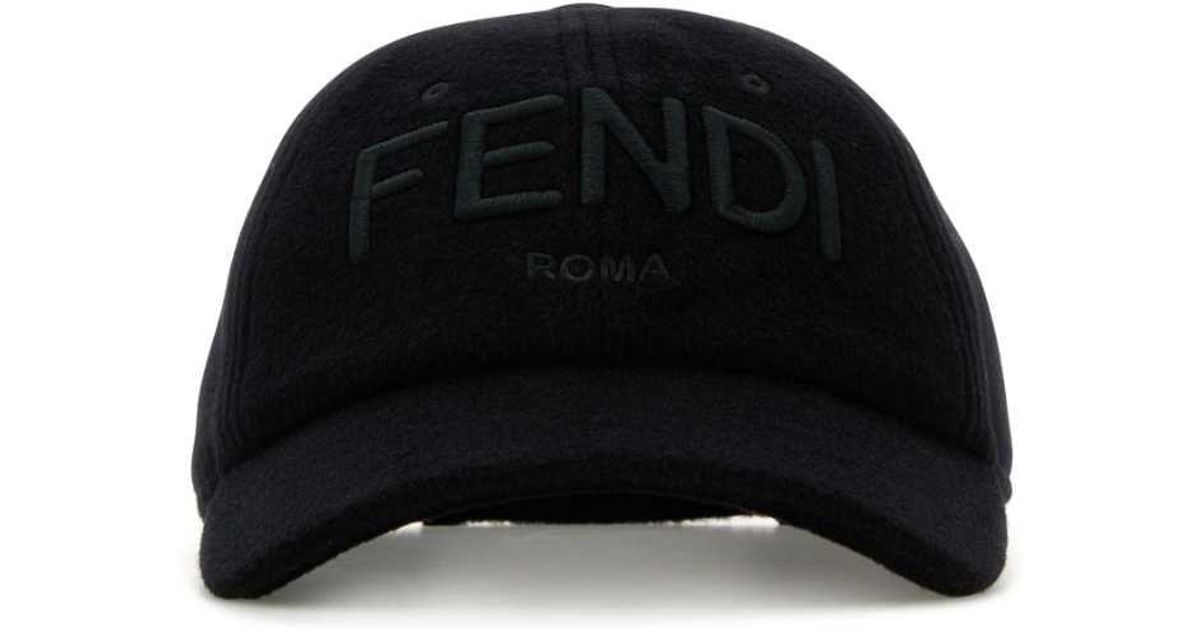 Fendi Wool Blend Baseball Cap in Black for Men | Lyst