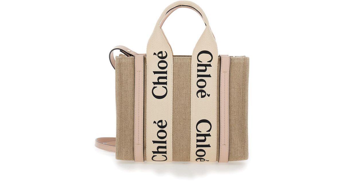 Chloé Chloã 'Woody' Tote Bag With Branded Ribbons in Natural for Men | Lyst