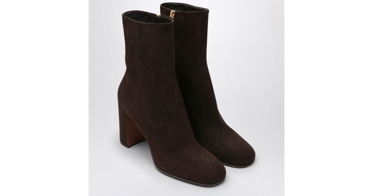 Prada Dark Suede Boot in Black | Lyst