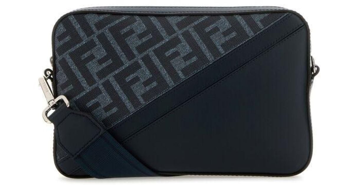 Fendi Fabric And Leather Diagonal Crossbody Bag in Black for Men | Lyst