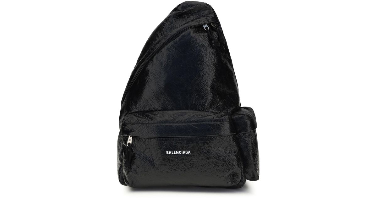 Balenciaga Explorer Asymmetric Backpack in Black for Men | Lyst