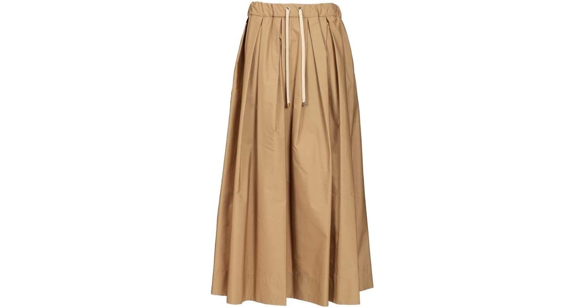Max Mara Cotton Poplin Skirt in Natural | Lyst