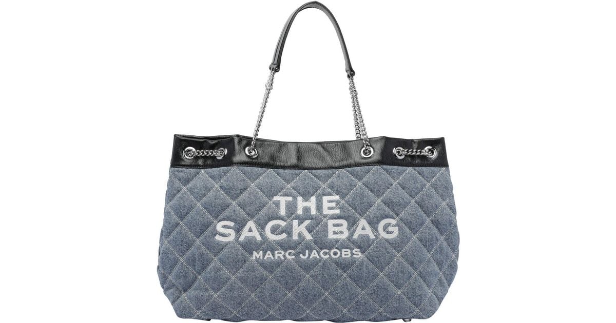 Marc Jacobs The Quilted Denim Chain Sack Bag Large in Gray | Lyst