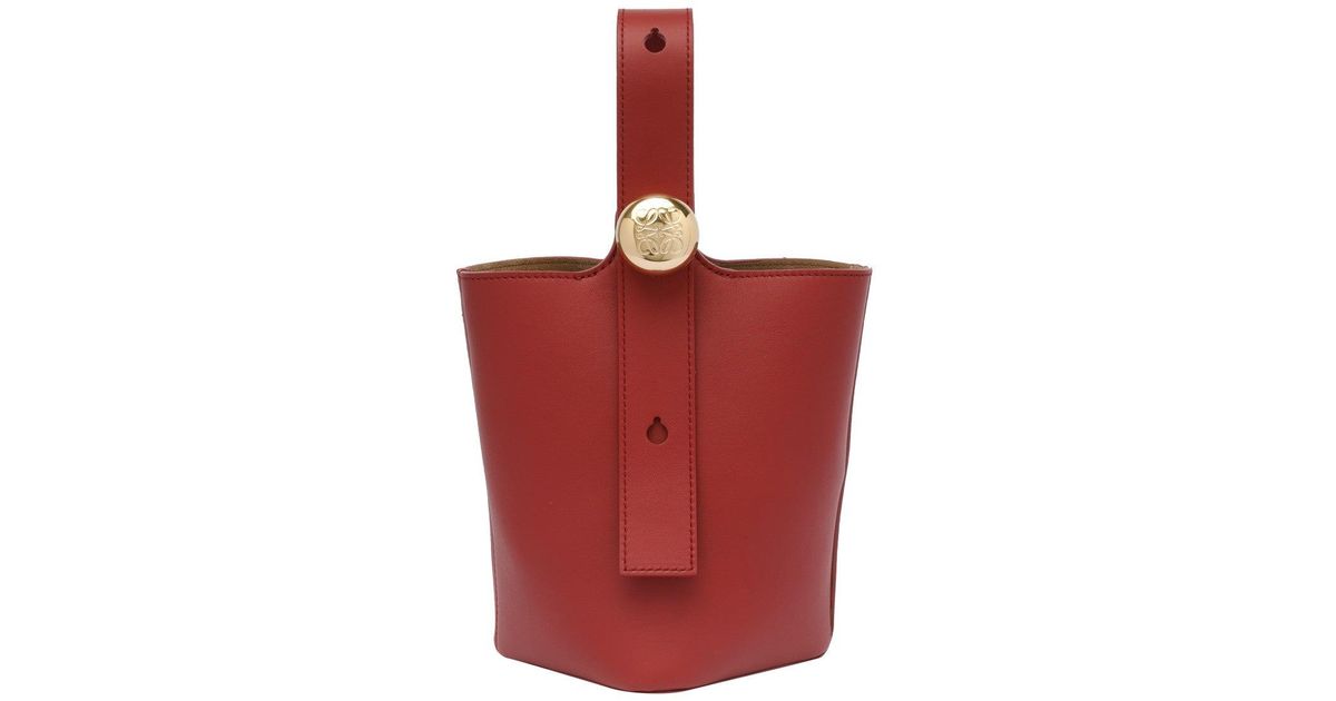 Loewe Mini Pebble Bucket Bag in Red | Lyst