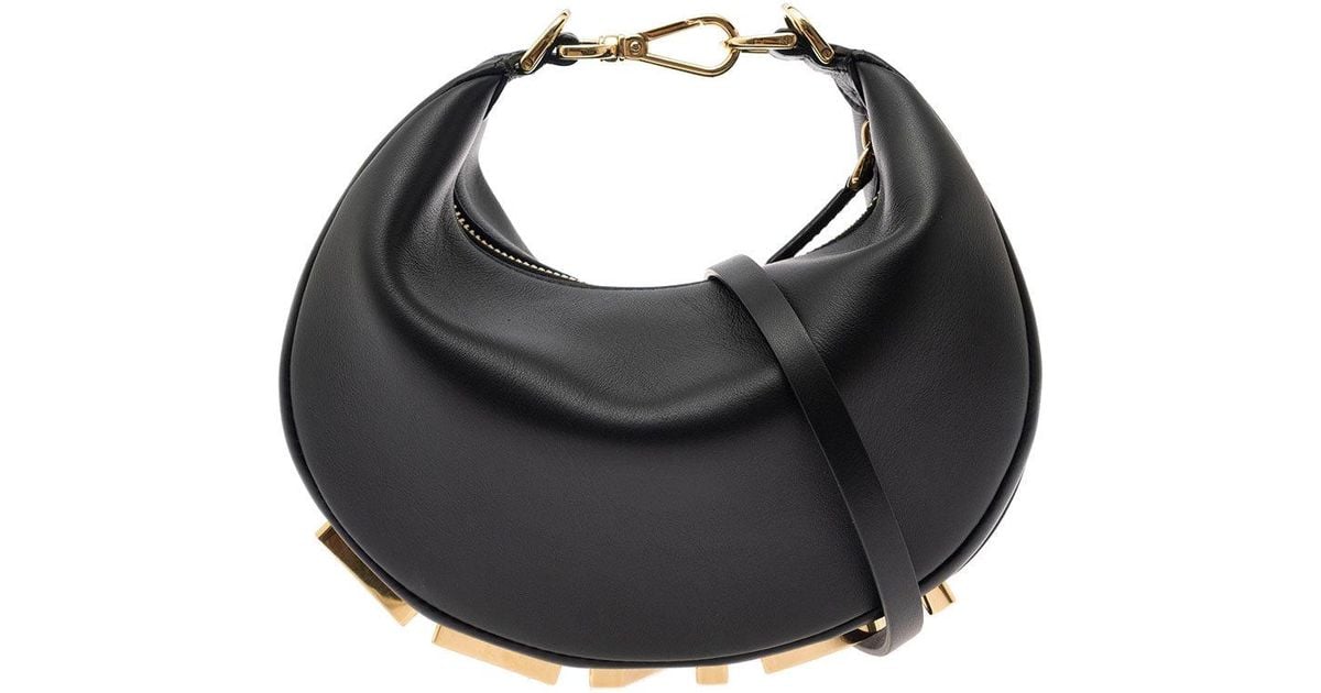 Fendi 'Graphy' Hobo Shoulder Bag With Logo Lettering Detail in Black ...