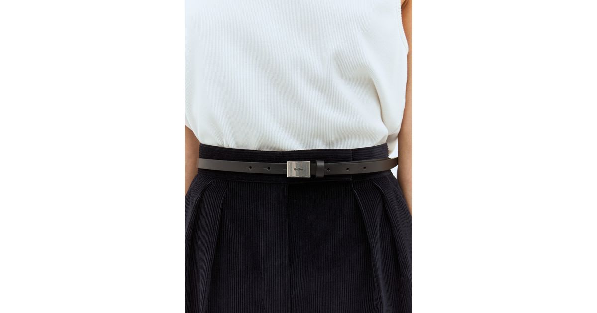 Max Mara Logo Tag Leather Belt in White | Lyst