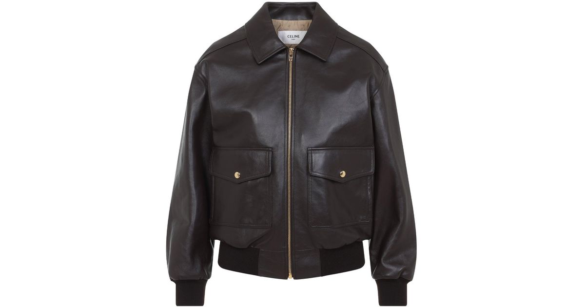 Celine Aviateur Jacket in Black | Lyst