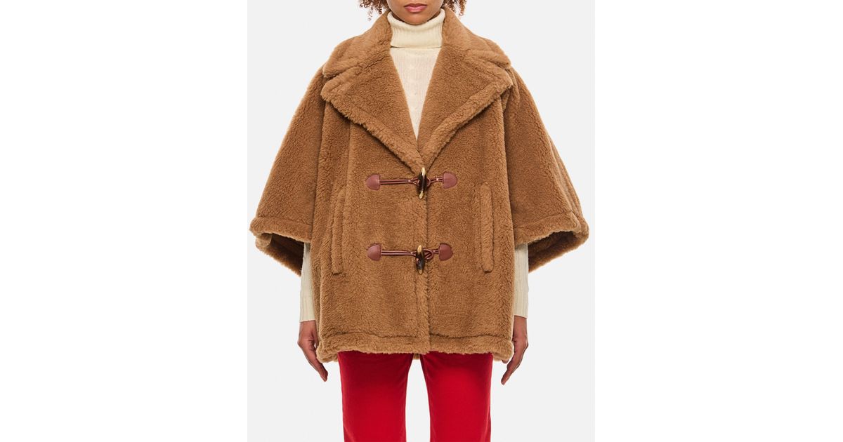 Max Mara George Mongomery Teddy Cape in Red | Lyst