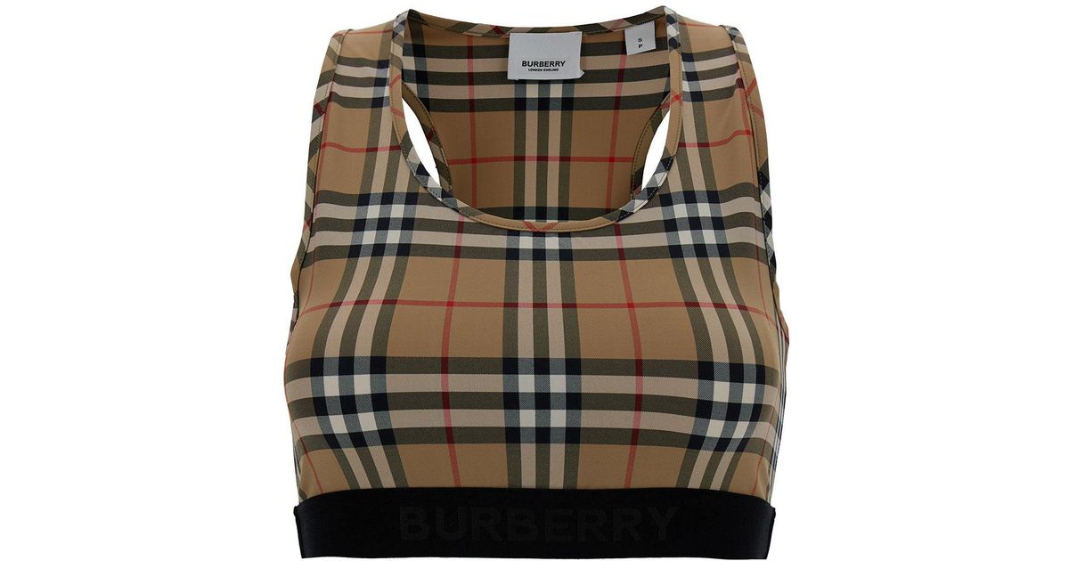 Burberry Sports Bra With Vintage Check Motif in Black for Men | Lyst