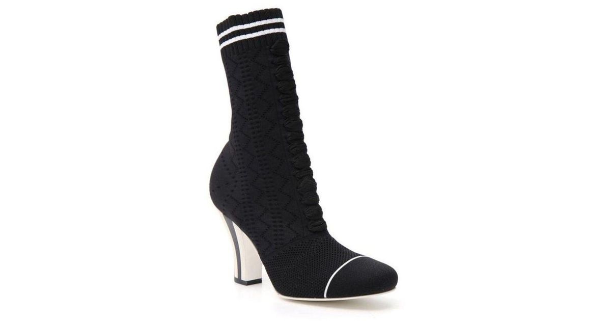 Fendi Rockoko Knit Boots/Booties in Black | Lyst