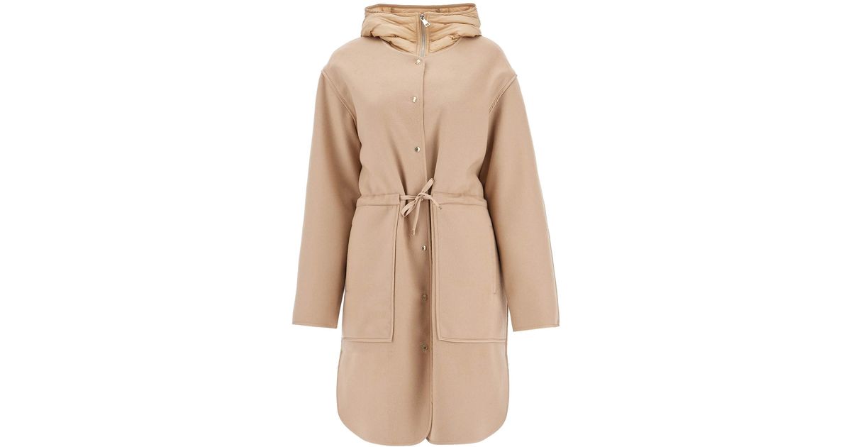Moncler Long-In-1 Down Jacket For in Natural | Lyst