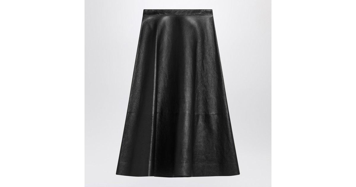 Balenciaga Leather Flared Skirt in Black | Lyst