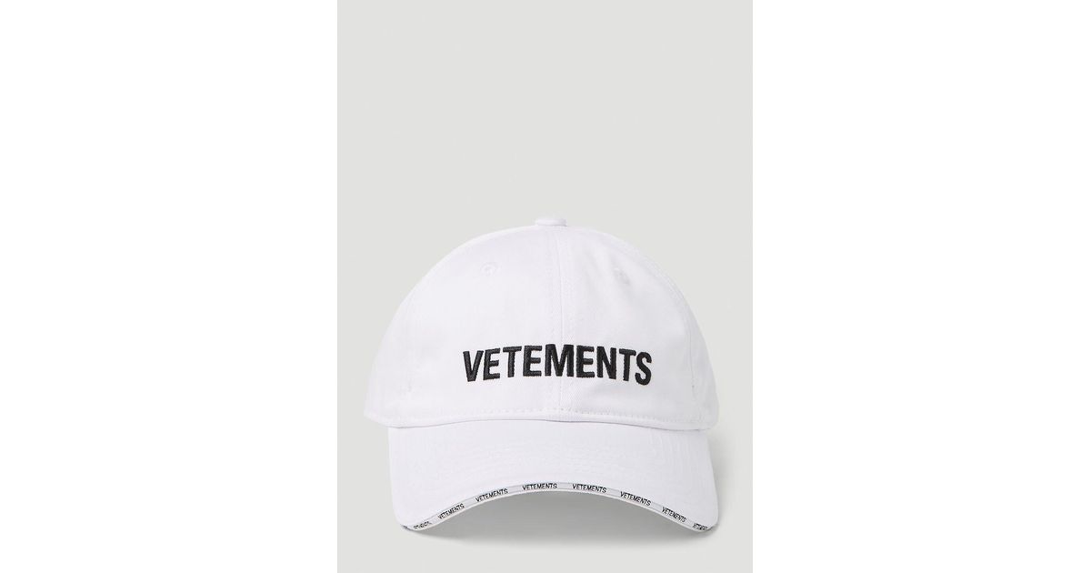 Vetements Embroidered Logo Cotton Baseball Cap in White for Men | Lyst