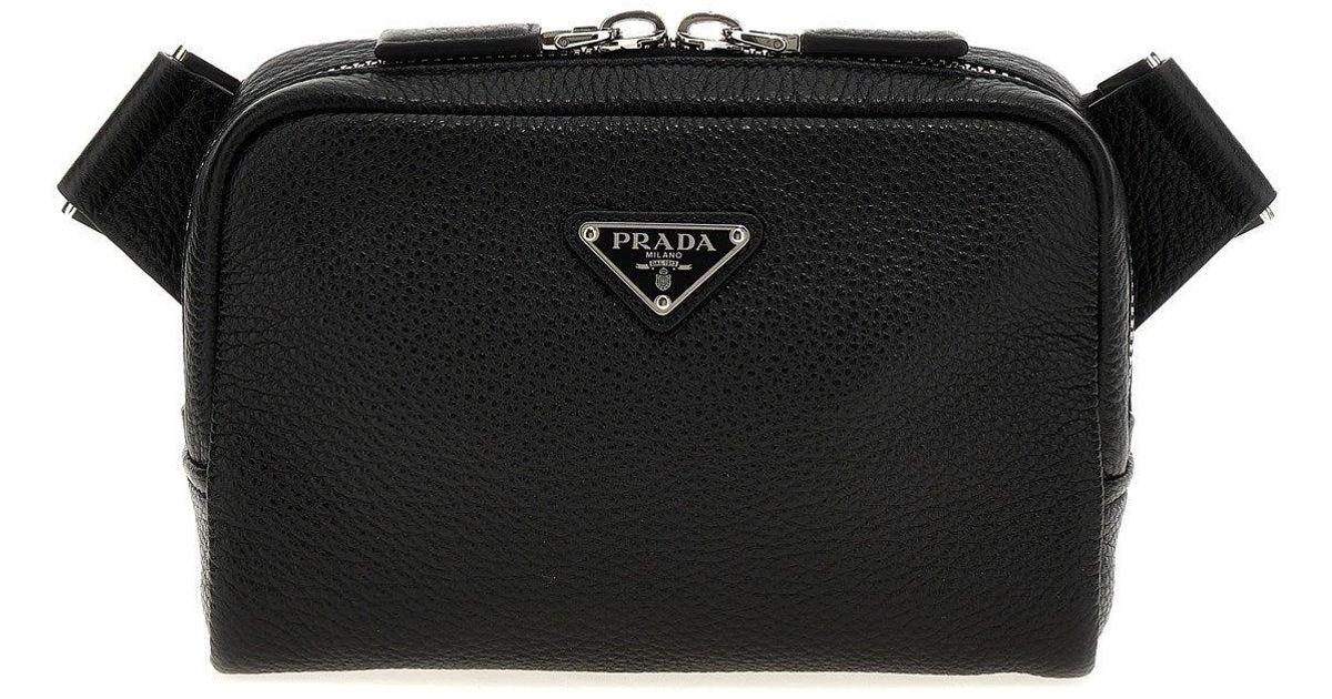 Prada Leather Shoulder Strap in Black for Men | Lyst