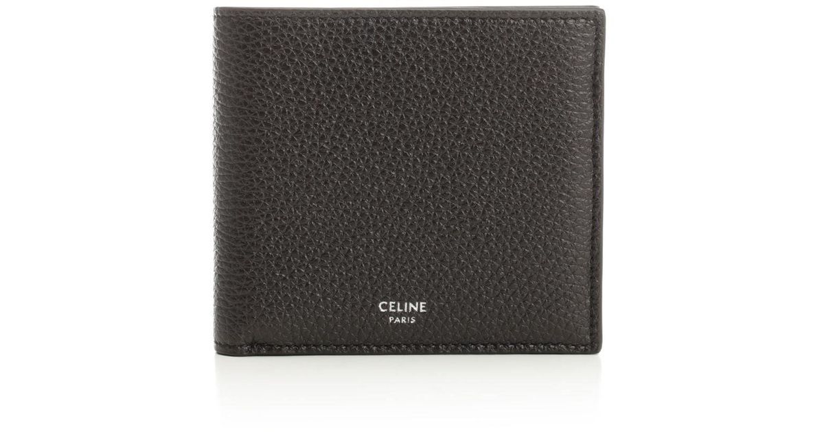 Celine Bi-Fold Wallet With Coin Grained Calfskin in Black for Men | Lyst