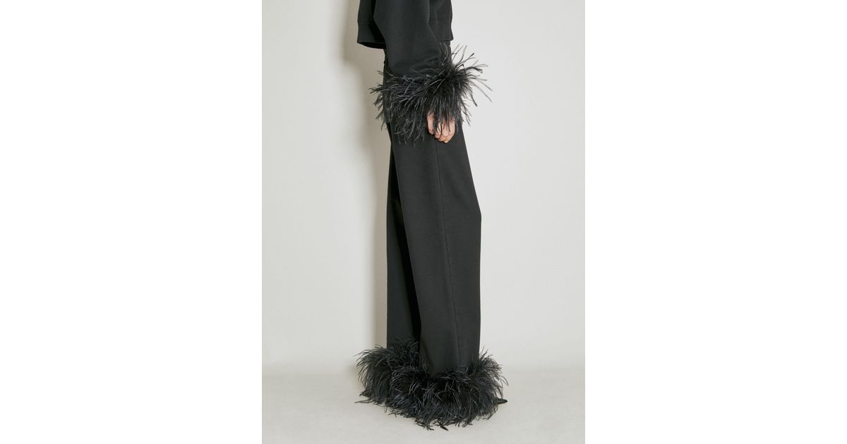 Prada Feather Cuff Cotton Track Pants in Black | Lyst