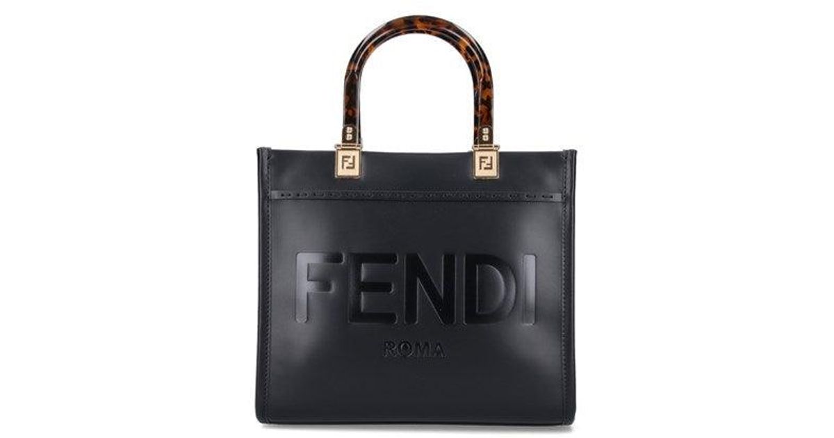 Fendi Small Tote Bag "Sunshine" in Black | Lyst