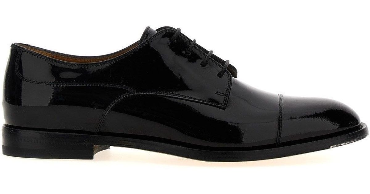 Gucci Patent Leather Lace-Up Shoes in Black for Men | Lyst
