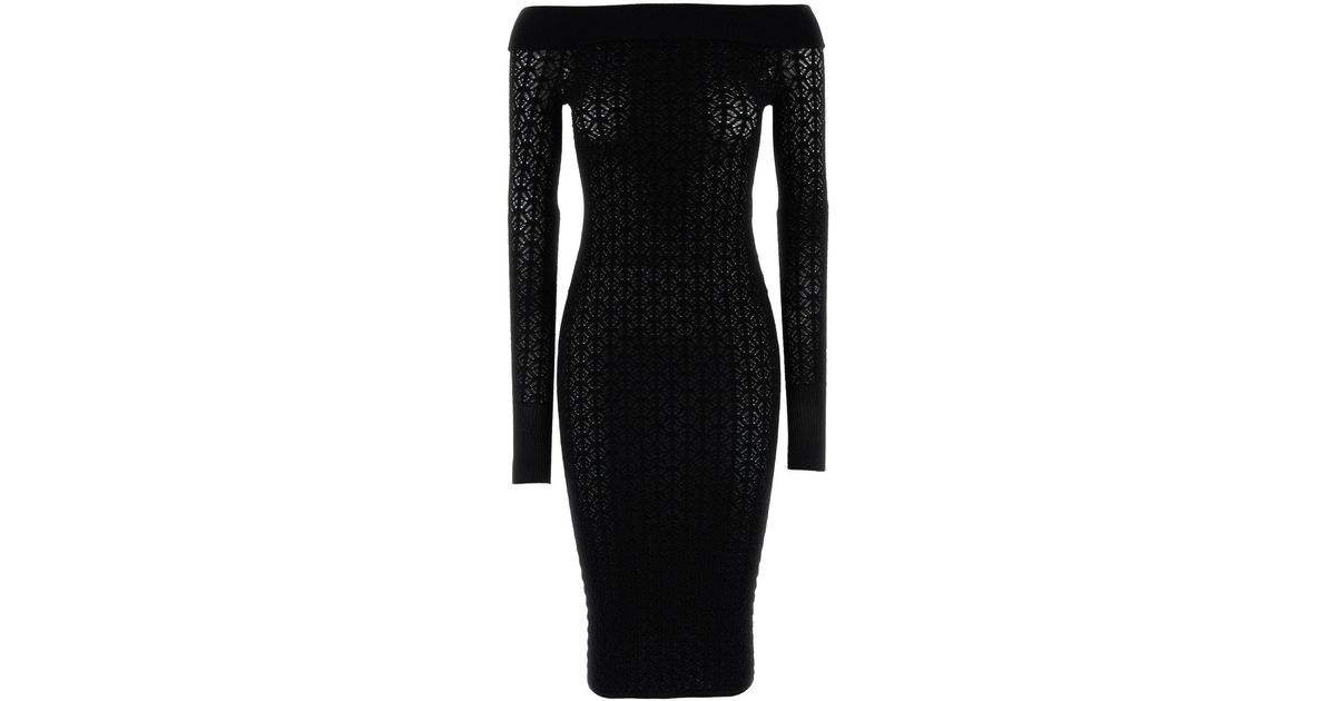 Alaïa Fit Lace Dress in Black | Lyst