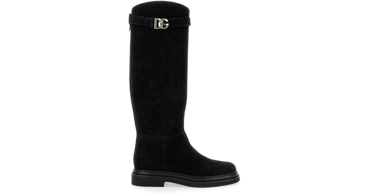 Dolce & Gabbana High Boots With Dg Logo in Black for Men | Lyst