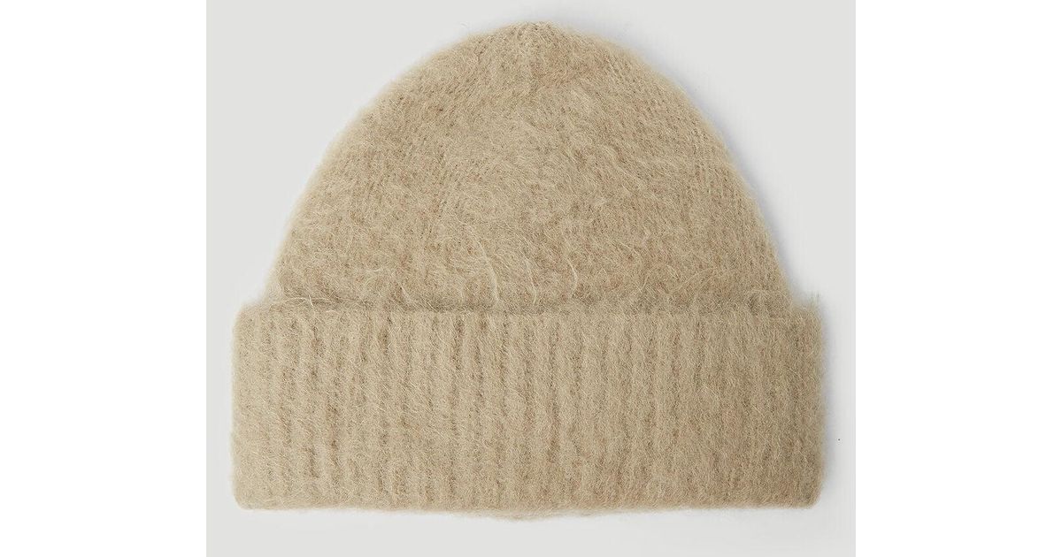 Acne Studios Fuzzy Beanie Hat in Natural for Men | Lyst