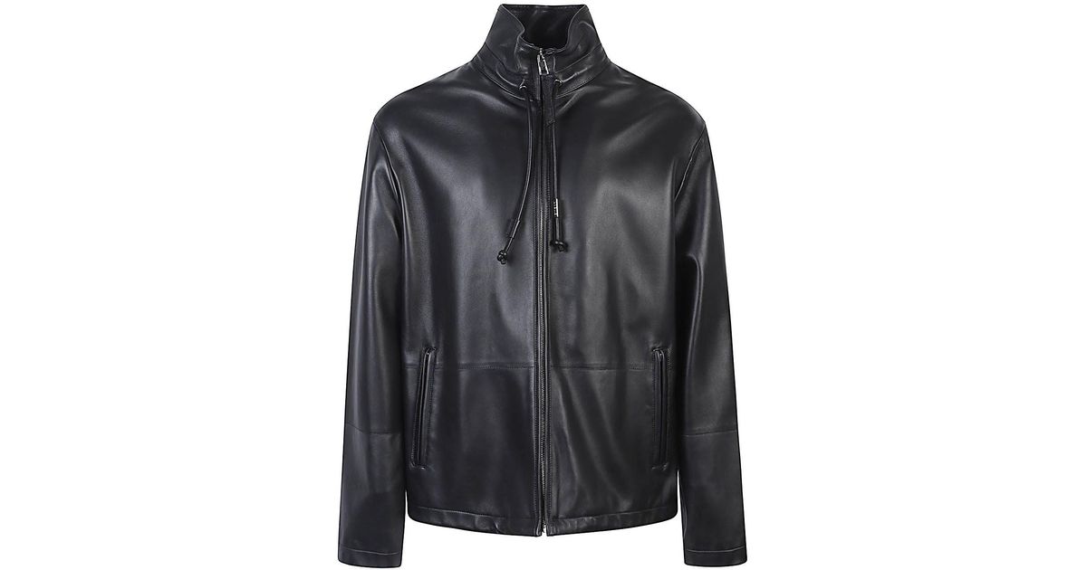 Loewe Leather Zipped Jacket in Black for Men | Lyst