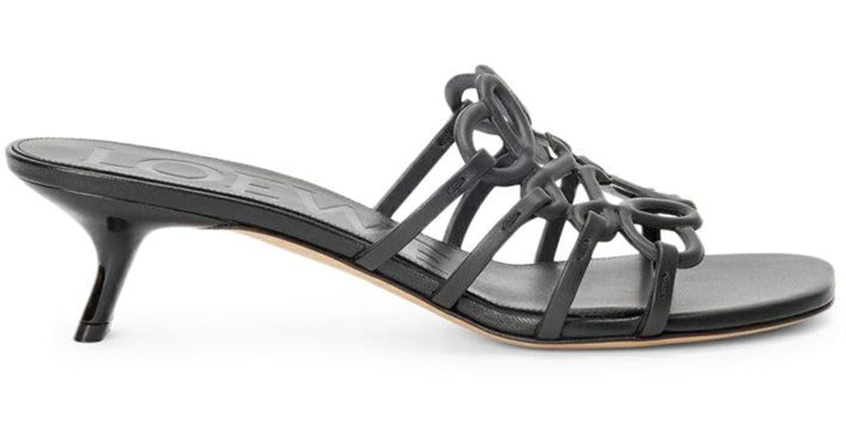 Loewe X Paula's Ibiza Leather Petal Anagram Heeled Slides 45 in White ...