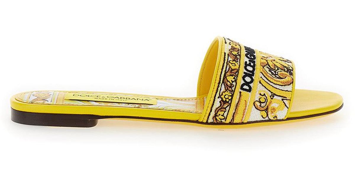 Dolce & Gabbana Sliders With Embroidered Majolica Pattern in Yellow for ...