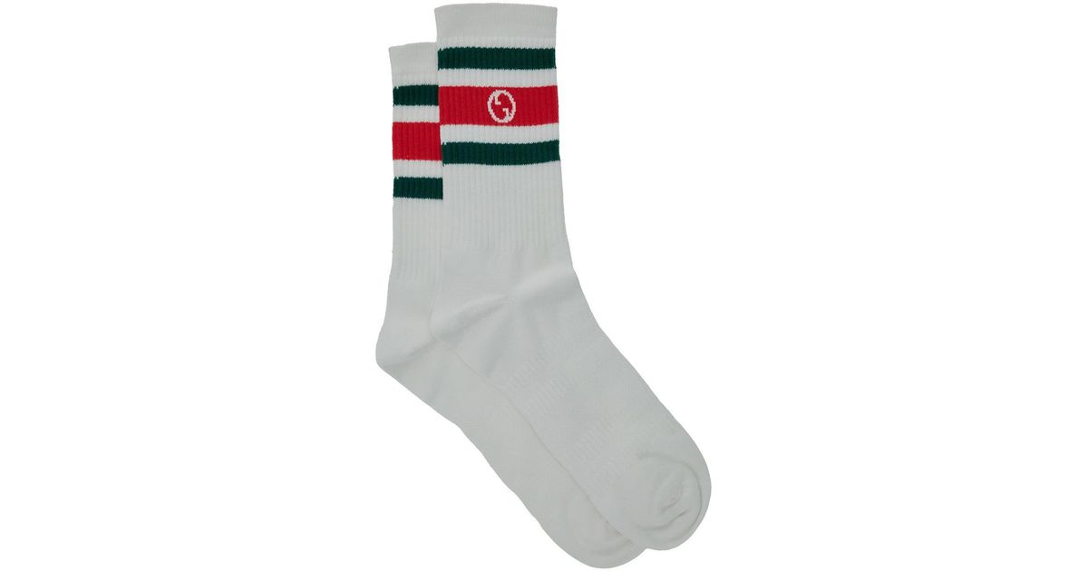 Gucci Socks With Web Detail And Round Interlocking G in Gray for Men | Lyst