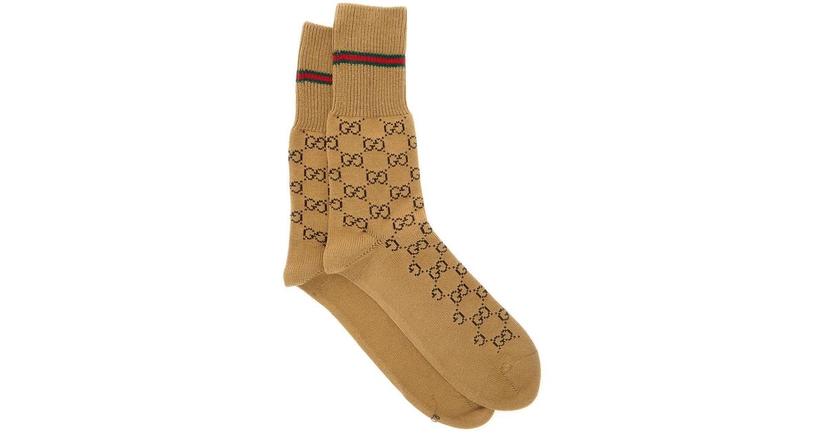 Gucci Socks With Gg All-Over Pattern in Natural for Men | Lyst
