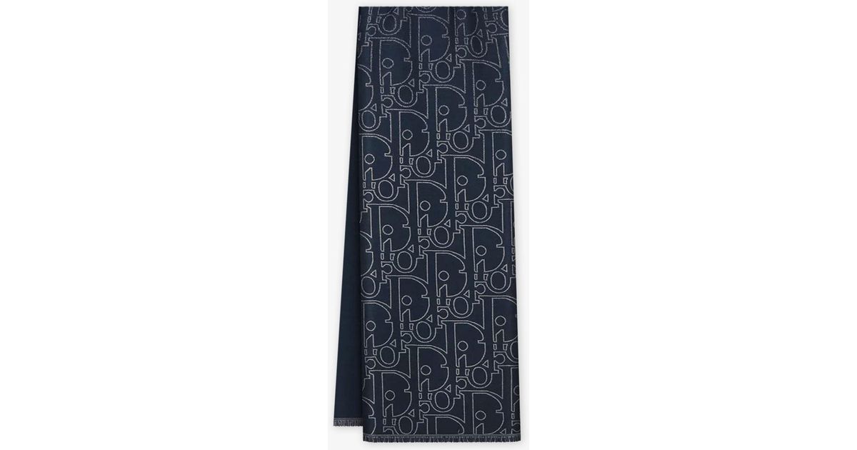 Dior Dior Dior Gravity Wool And Silk Scarf in Blue for Men | Lyst