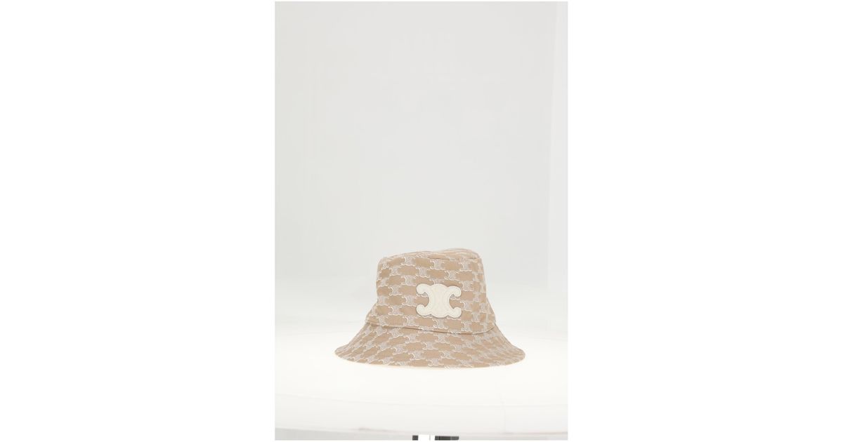 Celine Bob Triomphe Brode Monogramme in White | Lyst