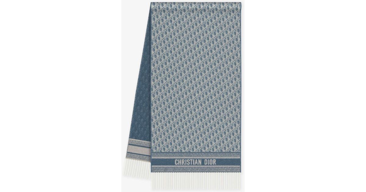 Dior Dior Dior Oblique Cashmere Scarf in Blue | Lyst