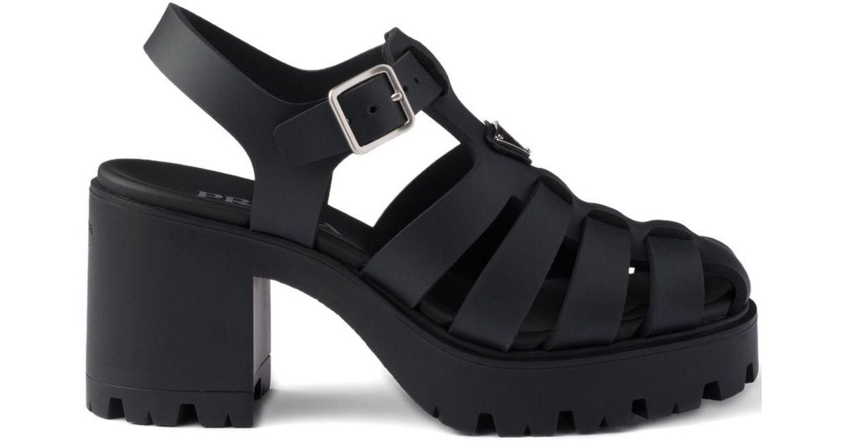 Prada Rubber Cage Platform Sandals
