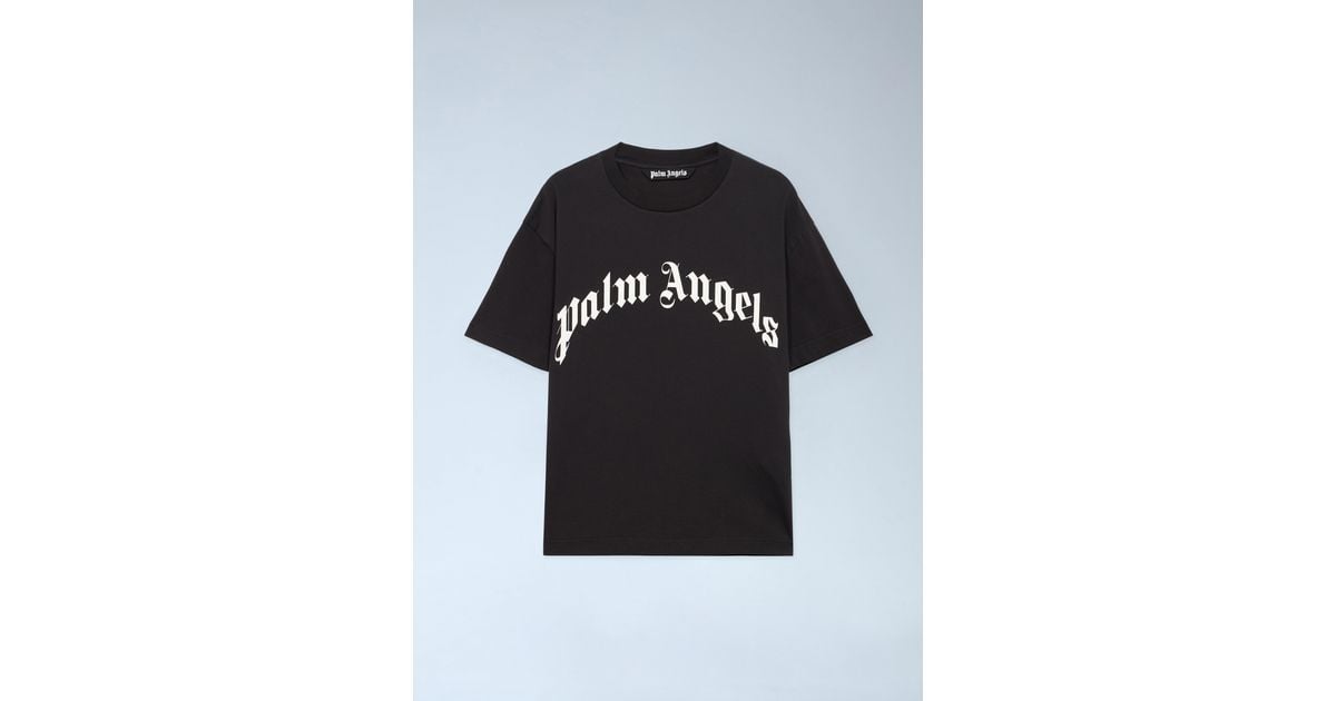 Palm Angels Curved Logo Reg T-Shirt in Black for Men | Lyst