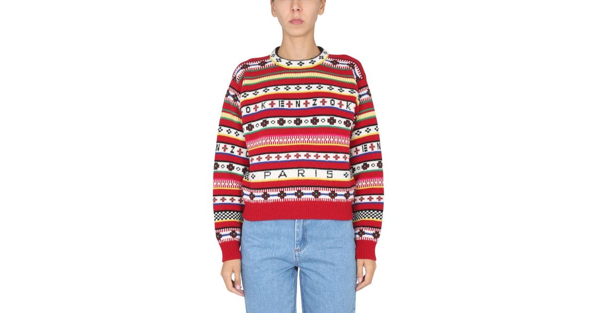 KENZO Fair Isle Sweaters in Red for Men | Lyst