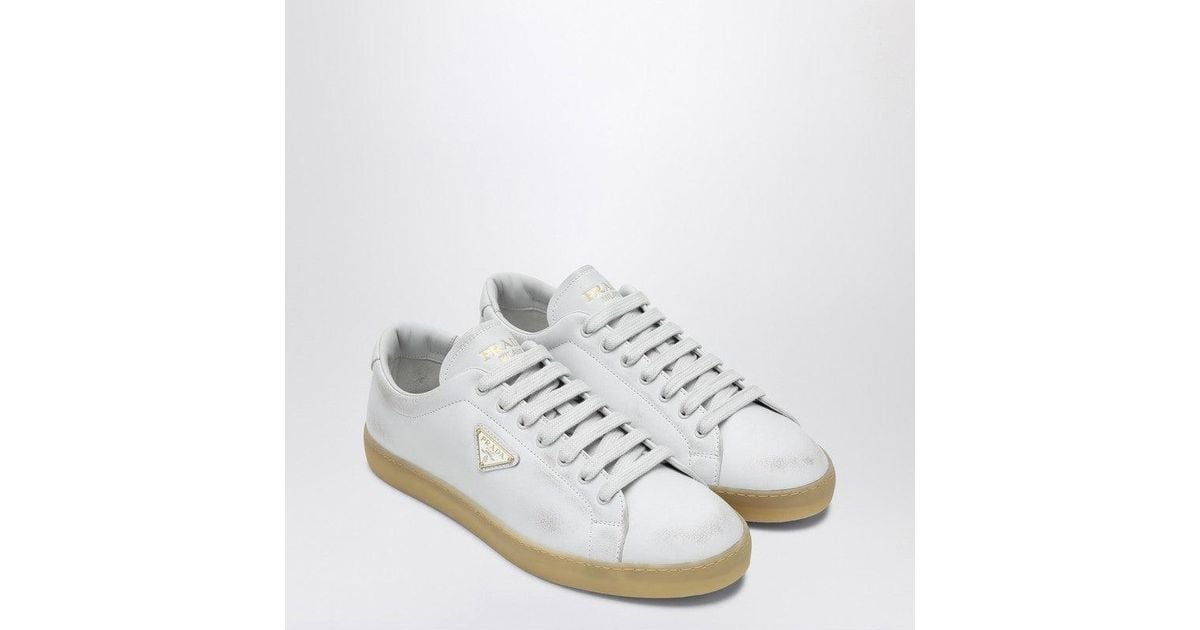 Prada Worn Effect Sneaker in White for Men | Lyst