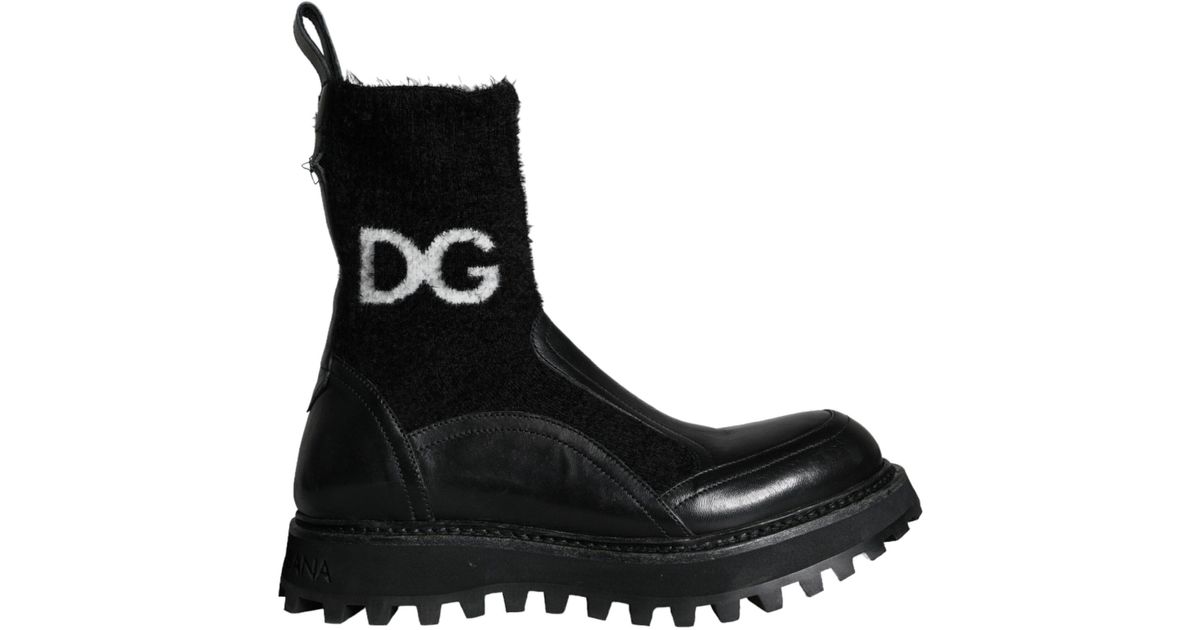 Dolce & Gabbana Dg Logo Horse Sock Ankle Boots Shoes (Pre-Owned) in ...