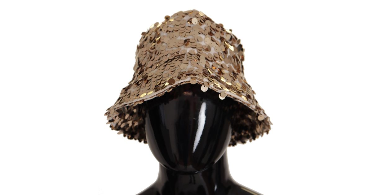 Dolce & Gabbana Silk Sequin Embellished Designer Brim Bucket Hat in ...