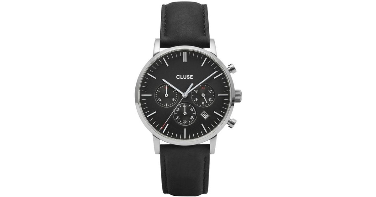 Cluse Leather Watch in Black | Lyst