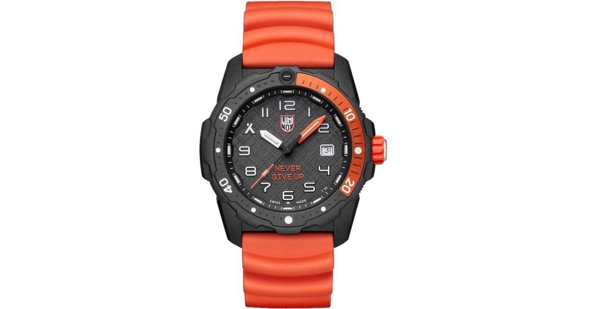 Luminox Orange Rubber Watch in Gray for Men | Lyst