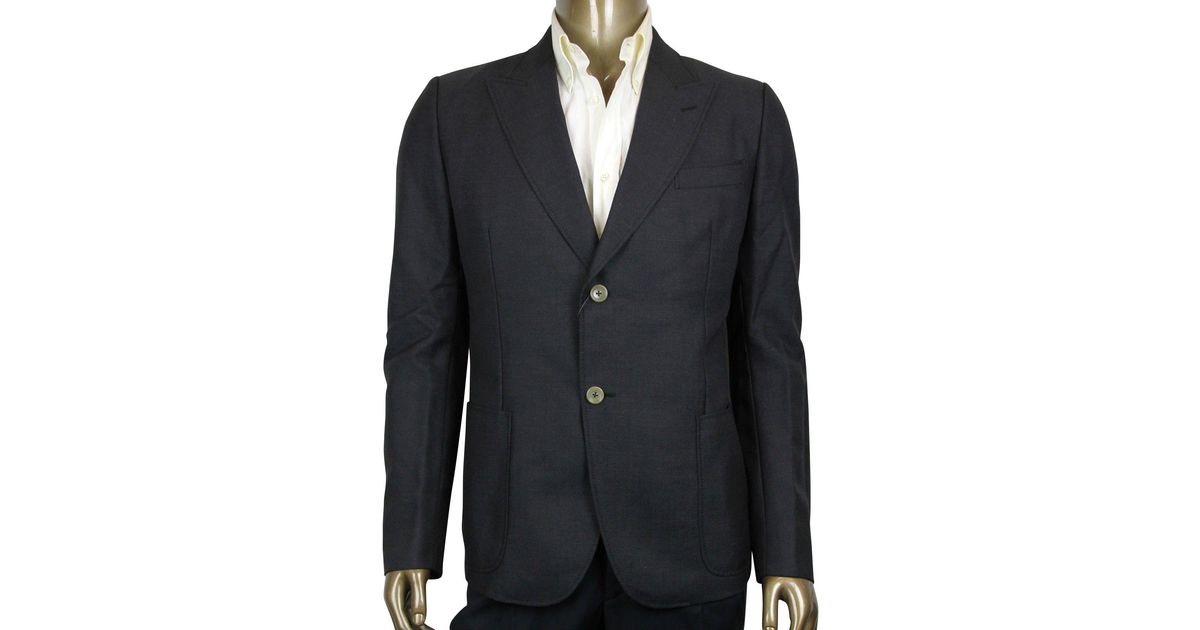 Gucci Panama Dark Wool Mohair Formal Jacket (G 48 R Us 38 R) in Black ...