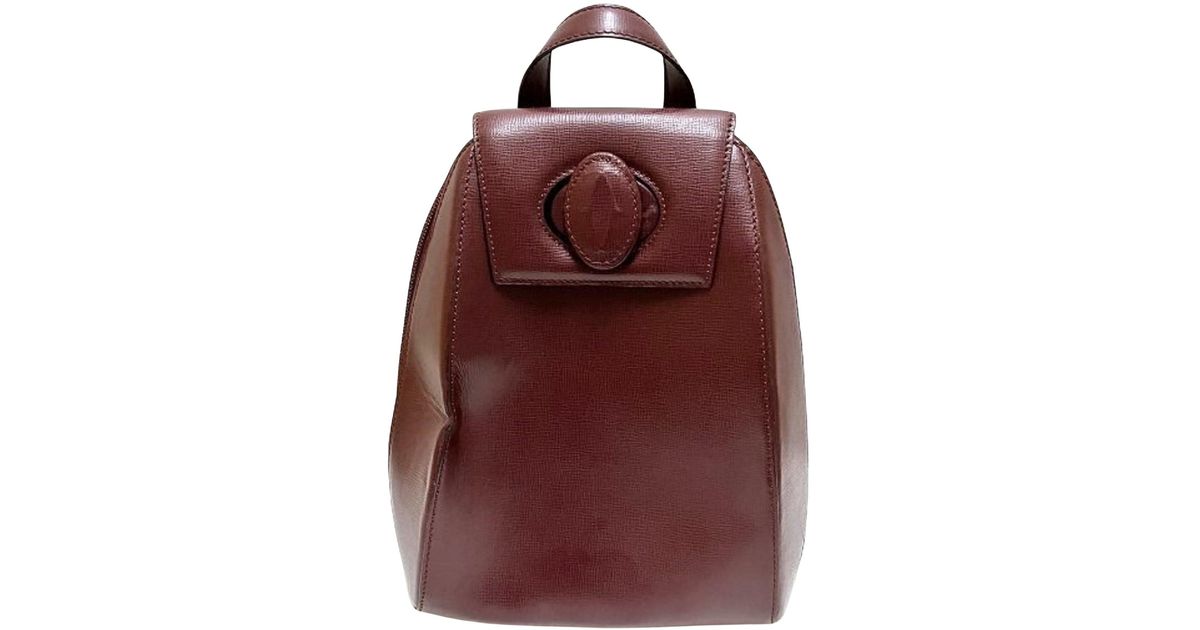 Cartier Must Line Leather Backpack Bag (Pre-Owned) in Red | Lyst