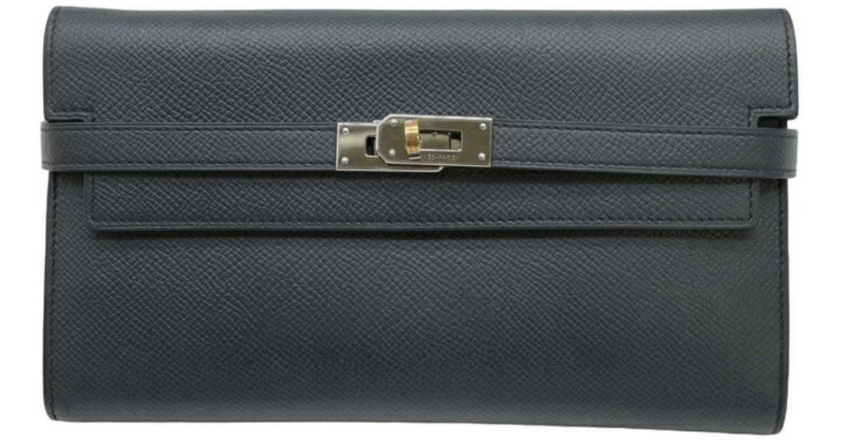 Hermès Kelly Clutch Leather Wallet (Pre-Owned) in Black | Lyst